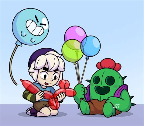 Gus And Spike Playing With Balloons Fanart Rbrawlstars