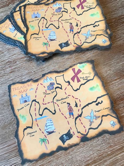 Rustic Pirate Treasure Map Invitation Neverland Invitation Pirate