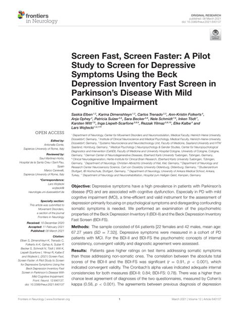 Pdf Screen Fast Screen Faster A Pilot Study To Screen For