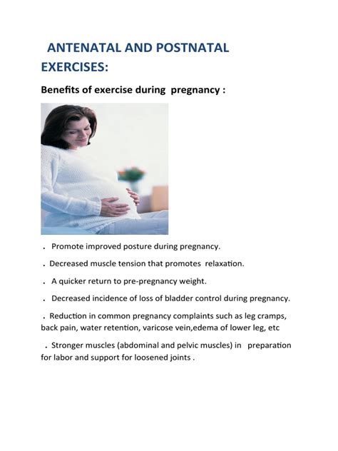 Antenatal And Postnatal Exercises Pdf Abdomen Pregnancy