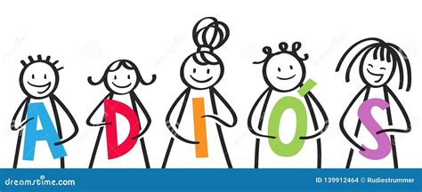 Adios Grupo Sonriente De Figuras Del Palillo Que Llevan A Cabo Las