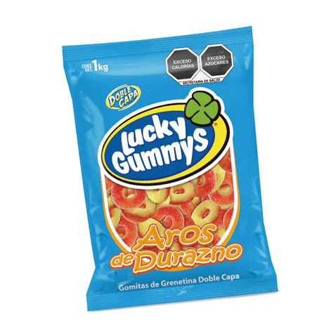 Gomitas Aros De Durazno Lucky Gummys Bolsa 1kg Dulcilandia Dulcería