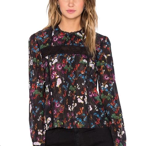 Alice Olivia Tops Alice Olivia Angeline Floral Print Silk Blouse