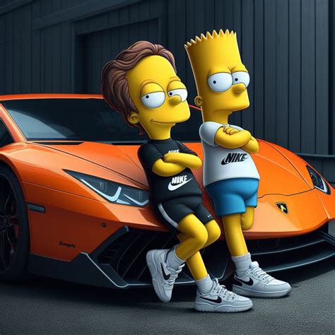 Bart Leaning Against Lamborghini Nike Outfit Bart Simpson Art Simpsons Art Disney Fine Art