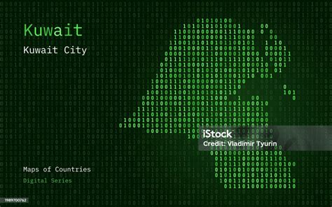 Kuwait Map Shown In Binary Code Pattern Tsmc Matrix Numbers Zero One
