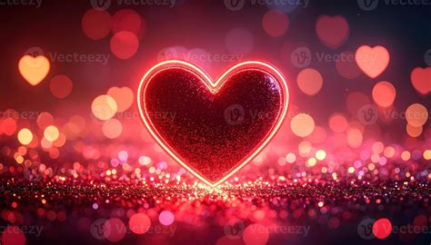 A Radiant Glowing Heart Shape Bathed In Warm Red Light Sits On A Bed