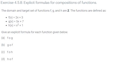 Solved Exercise Explicit Formulas For Compositions Of Chegg