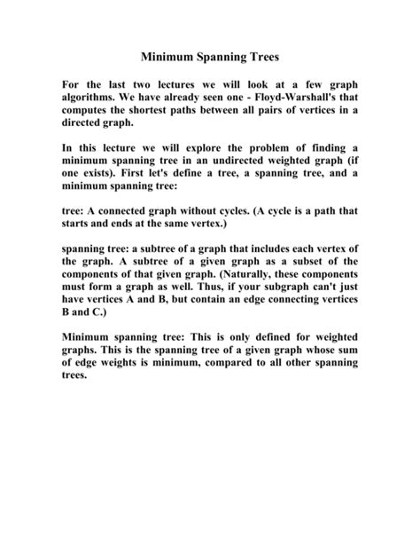 Minimum Spanning Trees