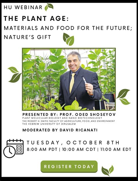 Hebrew University Webinar The Plant Age Materials And Food For The