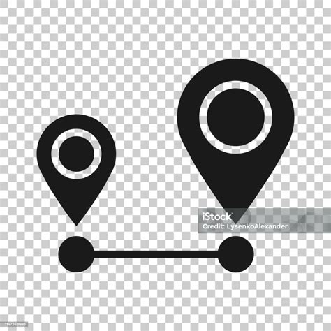 투명 스타일의 거리 핀 아이콘 격리 된 배경에 Gps 네비게이션 벡터 일러스트 커뮤니케이션 여행 비즈니스 개념입니다 개념에 대한 스톡 벡터 아트 및 기타 이미지 Istock