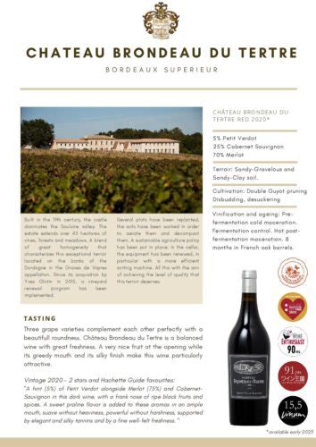 Ch Brondeau Du Tertre Fiche Technique Red 2020 Eng Regal Wine