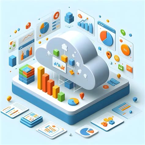 3d Flat Icon As Cloud Based Analytics And Big Data With Data