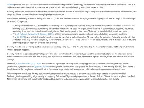 Executive Summary Edge Security Essentials Edge Security And How Dell Nativeedge Can Help