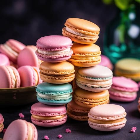 Macarons En Colores Pastel Un Postre Francés Ia Generativa Foto Premium