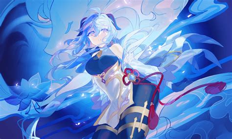 Safebooru 1girl Ahoge Bangs Bare Shoulders Bell Black Pantyhose Blue