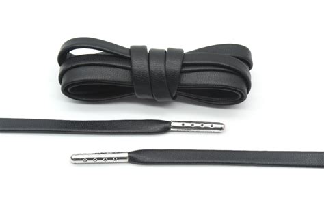 Black Premium Leather Laces Silver Aglets Leather And Lace Black Laces High Quality Leather