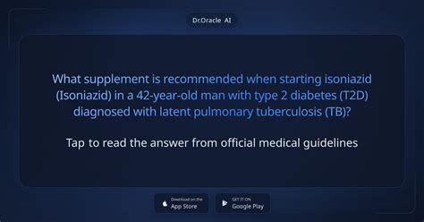 What Supplement Is Recommended When Starting Isoniazid Isoniazid In A