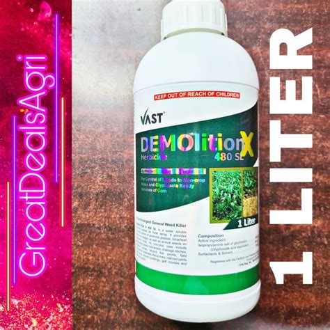 Demolition X 480 Sl 1 Liter Grass Killer Glyphosate Herbicide By Vast