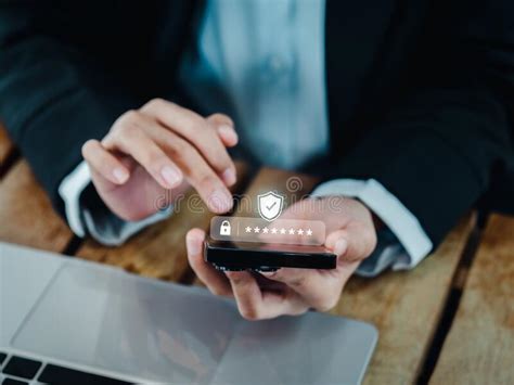 two steps authentication concept virtual safety shield icon while