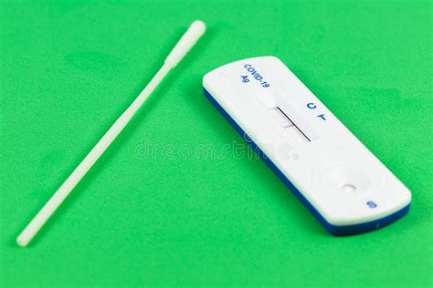 Sars Cov 2 Rapid Antibody Test With Test Swap And Negative Test Result On Green Background Stock