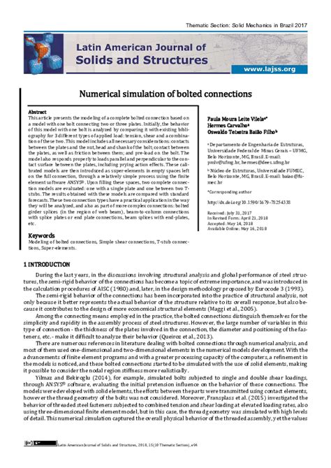 pdf numerical simulation of bolted connections