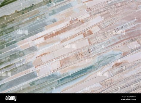Track Patterns In An Dry Evaporation Pond At A Potash Mine Using A Solution Mining Method For