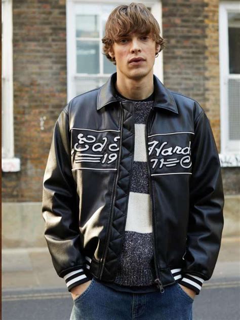 Ed Hardy Black Leather Jacket Victoria Jacket