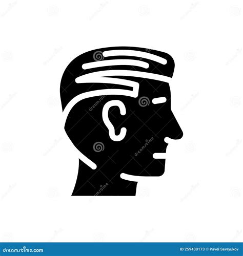 Side Part Hairstyle Male Glyph Icon Vector Illustration Stock Illustration Illustration Of