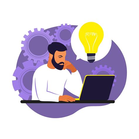 Business Idea Generation Plan Development Brainstorming Process Businessman Sitting With Idea