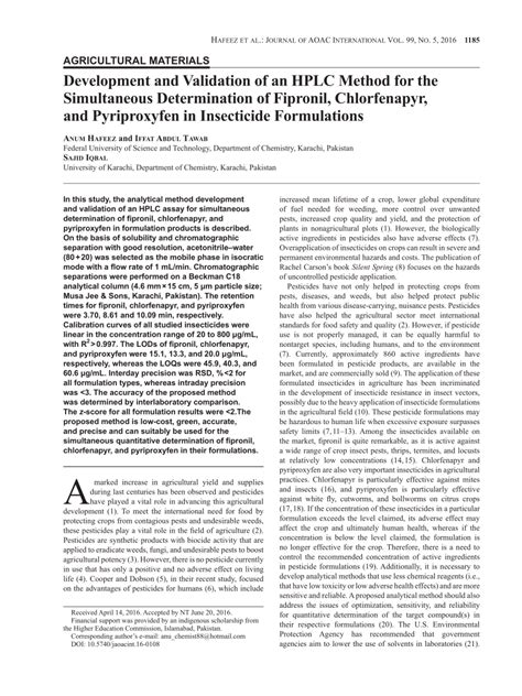 Pdf Development And Validation Of An Hplc Method For The Simultaneous