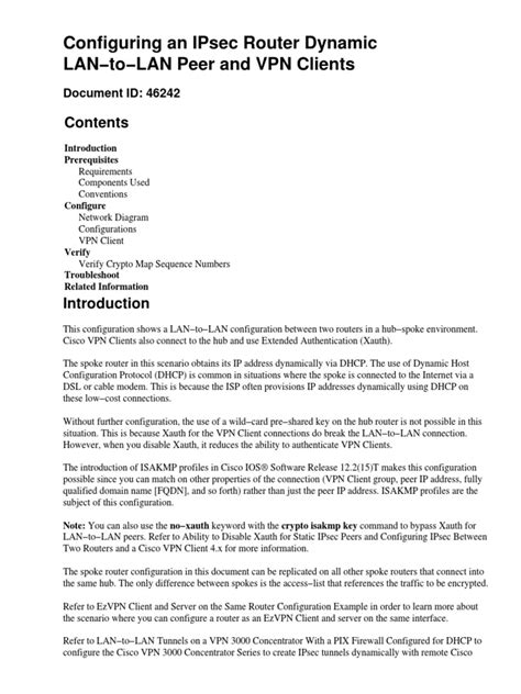 Configuring An Ipsec Router Dynamic Lan To Lan Peer And Vpn Clients
