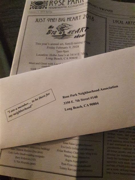 The Envelope Please Rose Park Neighborhood Association