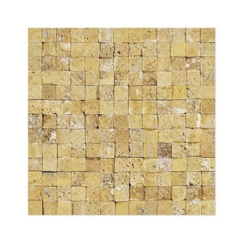 Gold Travertine Split Faced Mosaic 1x1 Product Page