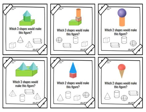 3d Shape Model Task Cards Composite Figures Geometry Practice Tpt