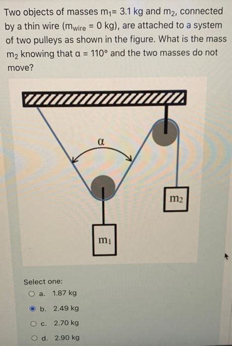solved two objects of masses m 3 1 kg and m2 connected by