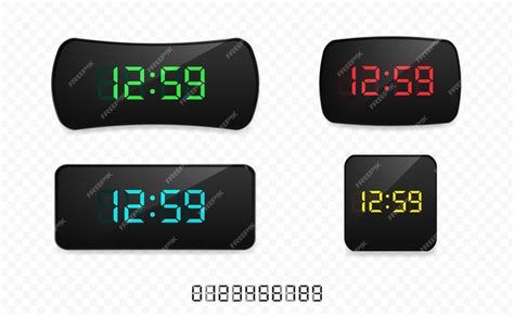 Premium Vector Digital Clock Set Of Glowing Numbers Realistic Black