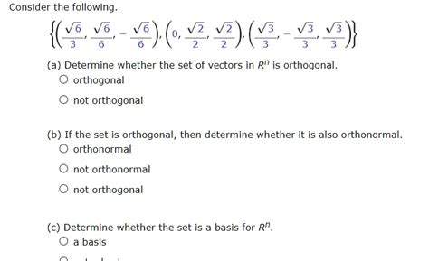 SOLVED Consider The Following V V V V V A Determine Whether The Set Of Vectors In R
