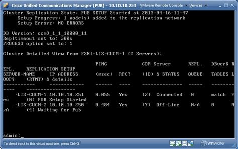 Cucm And Unity Subs Show Replication Not Setup Exiting Cisco Community