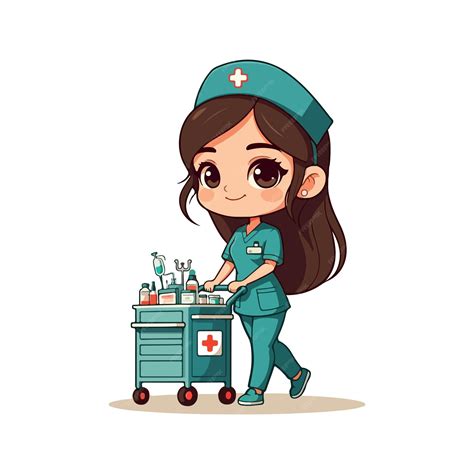 Cute Nurse Cartoon On White Background Cute Female Nurse Character