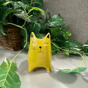 Color Cats Ceramic Planter Happy Kitty Flower Pot Feline Plant Holder