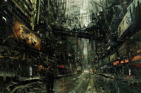 Premium Photo Atmospheric Cyberpunk Cityscape With Futuristic
