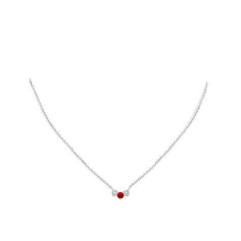 Classic Trio Round Ruby And Diamond Necklace