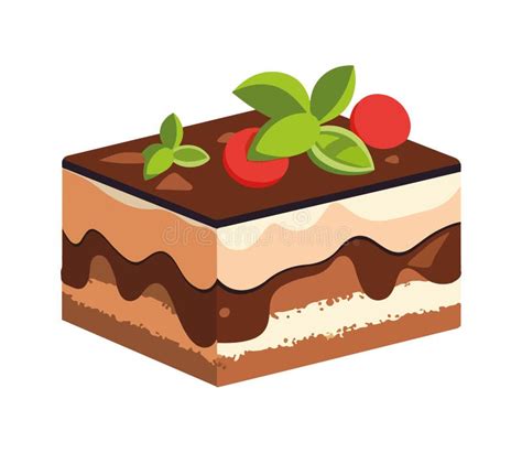 Sweet Pie Slice With Chocolate And Strawberry Stock Vector