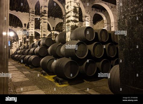Solera System In Old Bodega Andalusian Wine Cellar Process For Aging