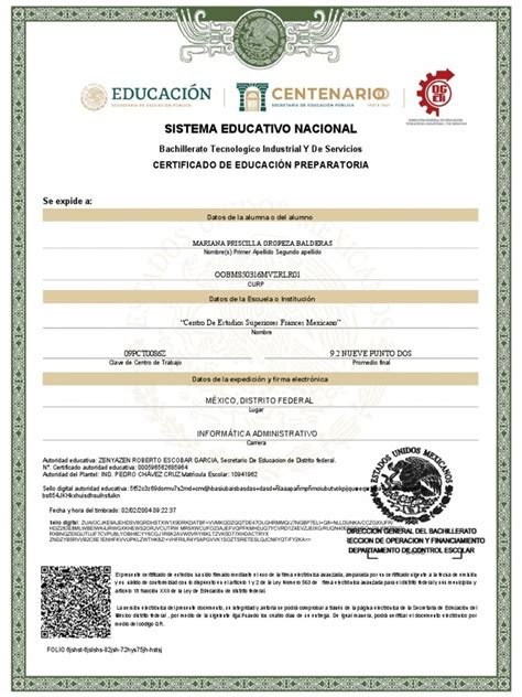 Certificado De Bachillerato En México Pdf Ciudad De México