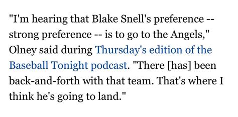 Bth More From Buster Olney On Blake Snell And The Angels Im Hearing That Blake Snells