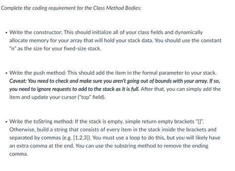 Solved Complete The Coding Requirement For The Class Method