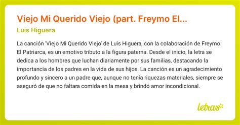 Significado De La Canción Viejo Mi Querido Viejo Part Freymo El