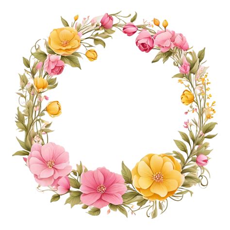 Decorative Floral Flower Round Frame Design 47392638 Png