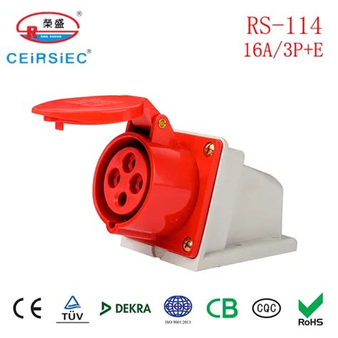 415v 16a 4pin Industrial Socket For European Standard Ip44 Panel Mount